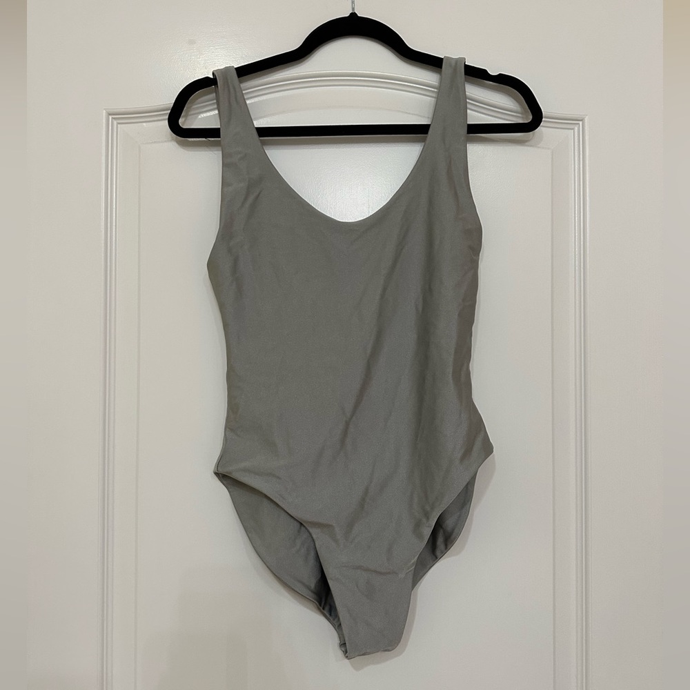 Jade Swim Metallic Silver One Piece Swimsuit - Gem